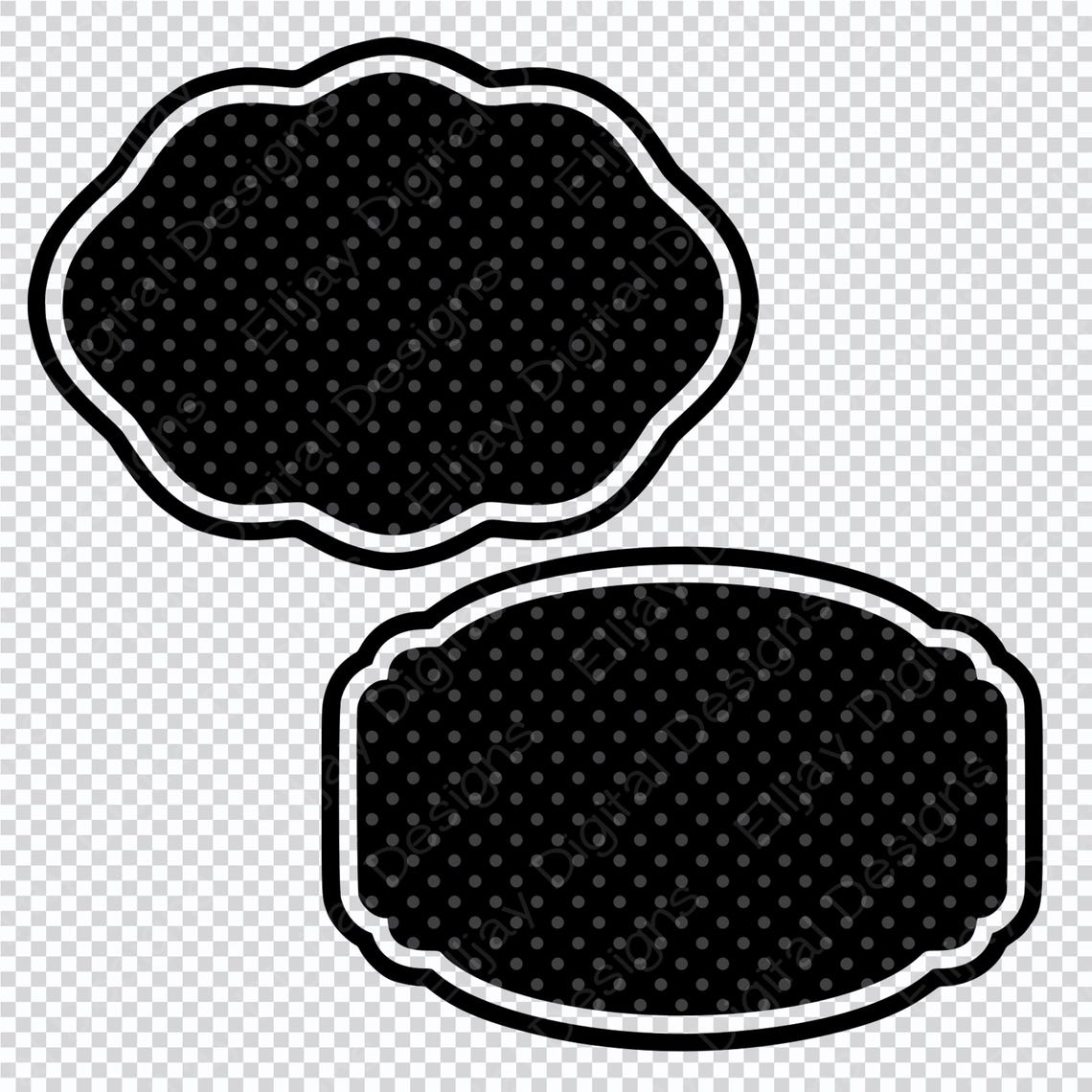 Black Polka Dot Frames Clipart: Printable Labels (PNG Digital Download ...