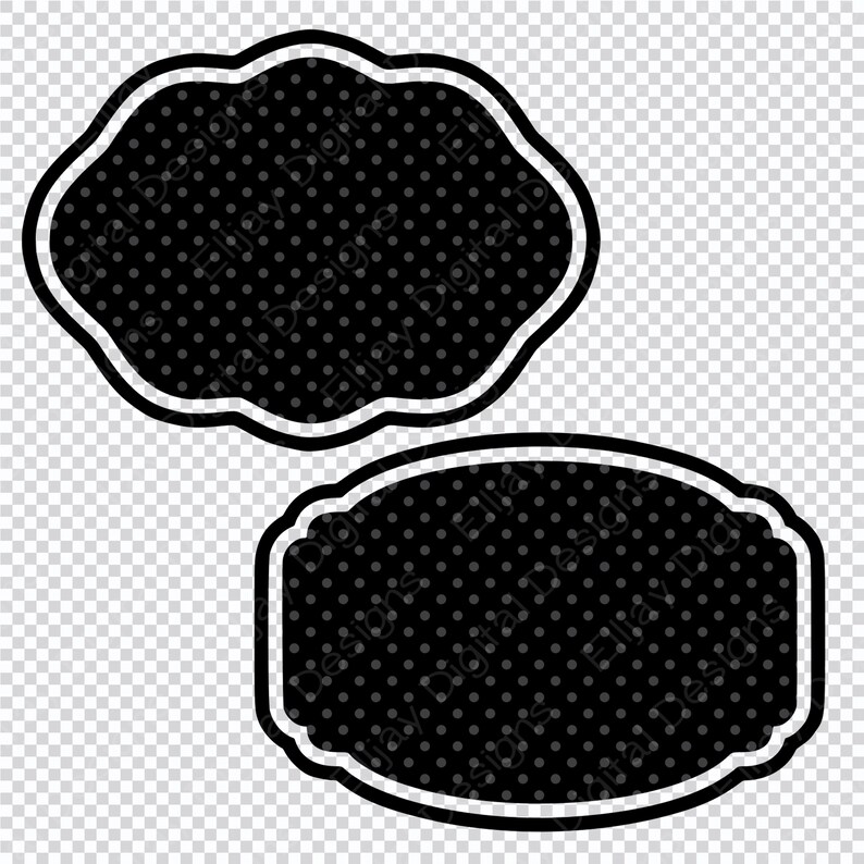 Black Digital Frames White Polka Dots. Printable Labels. Black Tag ...