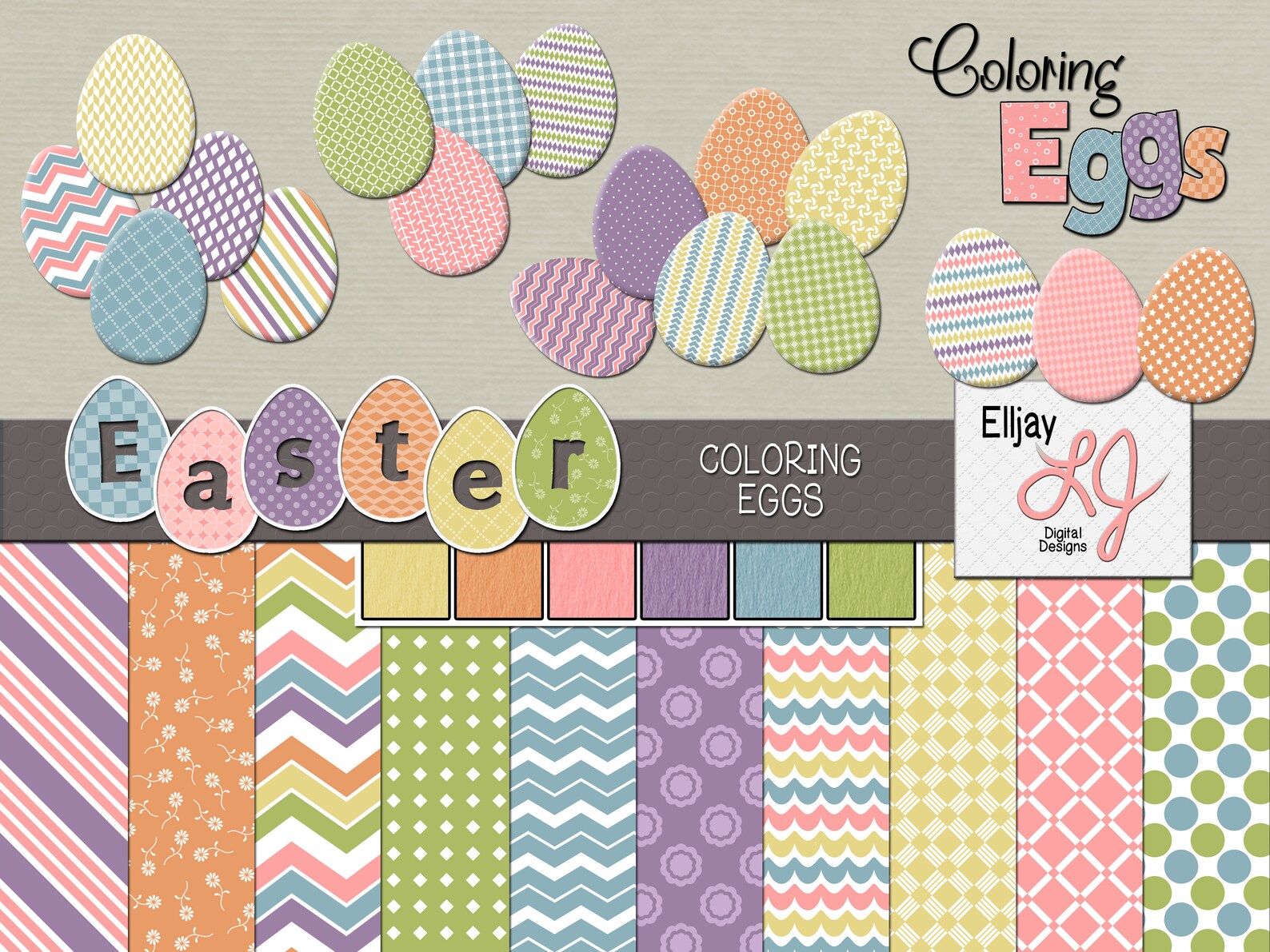 Easter Digital Paper Pack With Easter Egg Clipart and Easter - Etsy