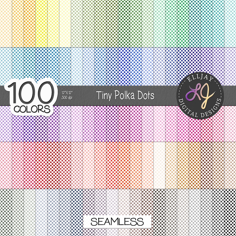 Polka Dot Digital Paper: 100 Colors, Scrapbook & Card Making (12"x12 ...