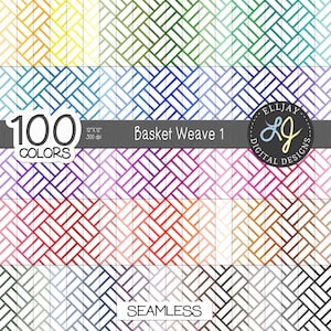 Basket Weave Patterned Digital Paper. 100 Colors. Seamless Patterns ...