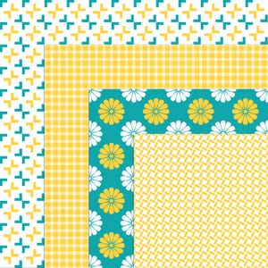 Turquoise Blue & Yellow Digital Paper With Light Texture for Scrapbooks ...