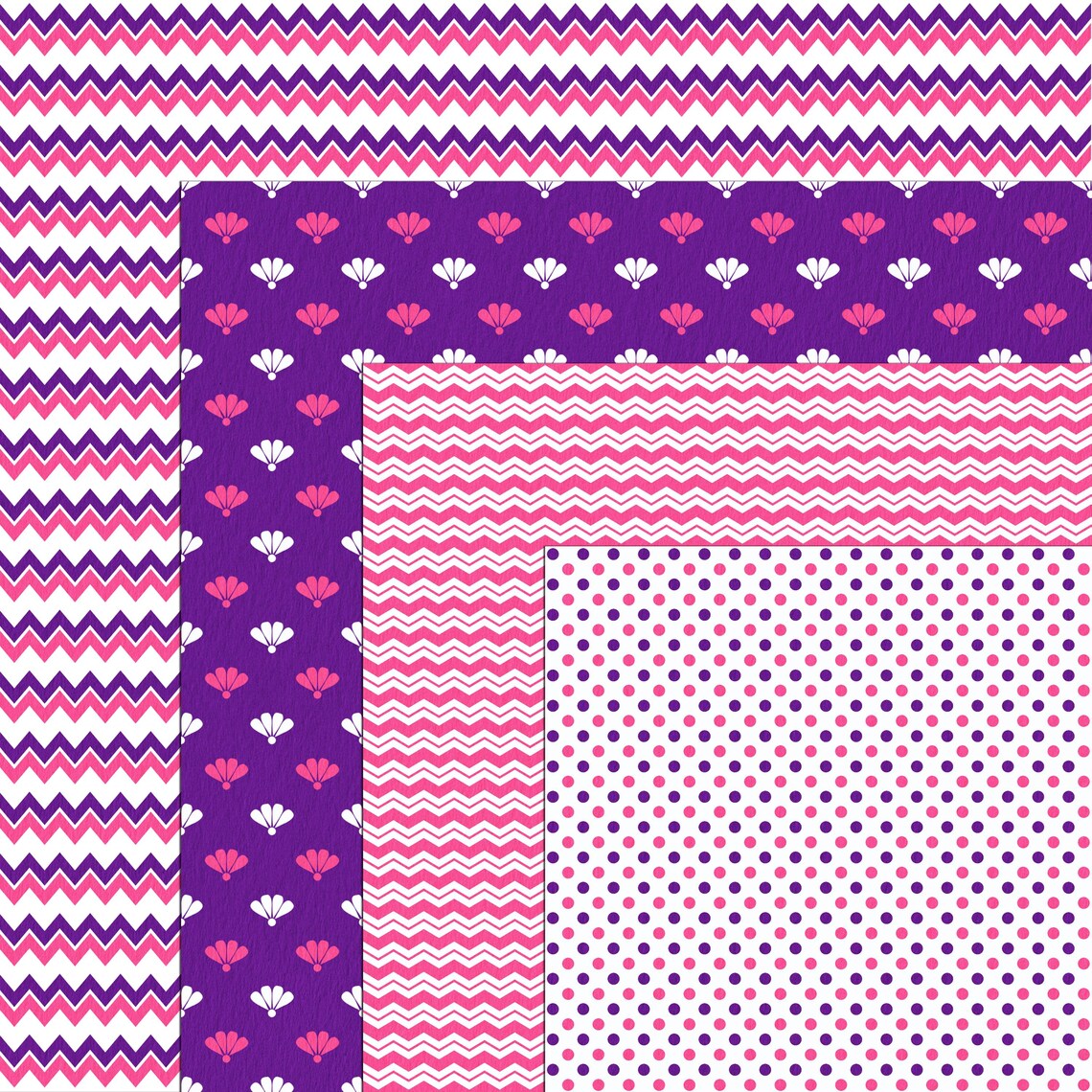 Purple & Pink Digital Paper Pack: Seamless Patterns (digital Download ...