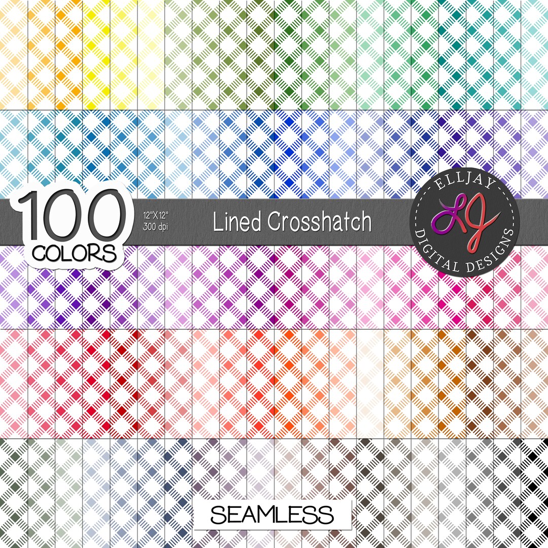 Crosshatch Digital Paper Pack. 100 Rainbow Colors. Seamless Backgrounds ...
