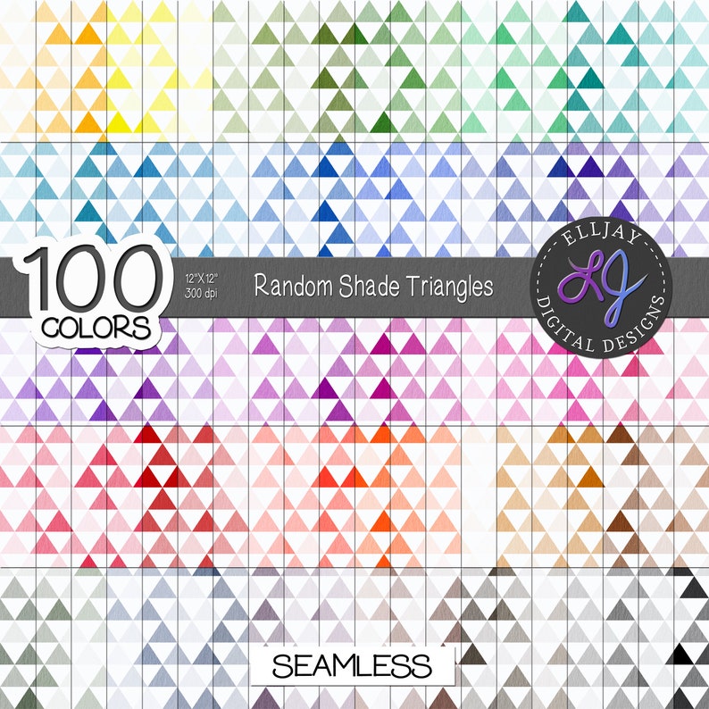 Multi Shade Triangles Patterned Digital Paper. Printable Geometric ...