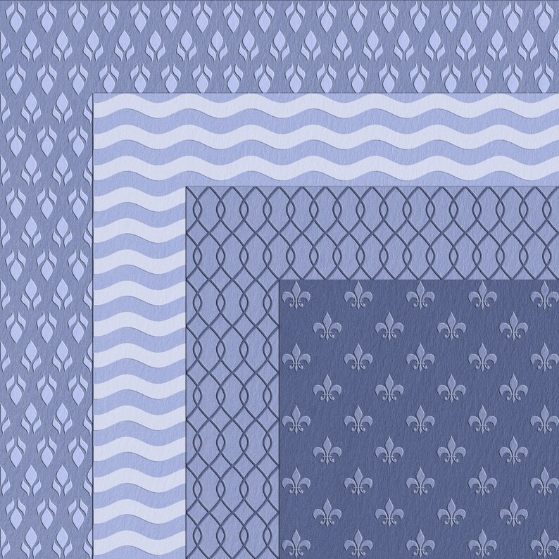Embossed Periwinkle Digital Paper: Floral, Chevron, Polka Dot (digital ...