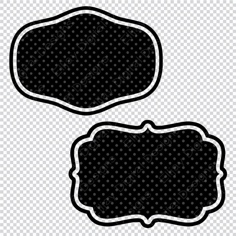 Black Polka Dot Frames Clipart: Printable Labels (PNG Digital Download ...