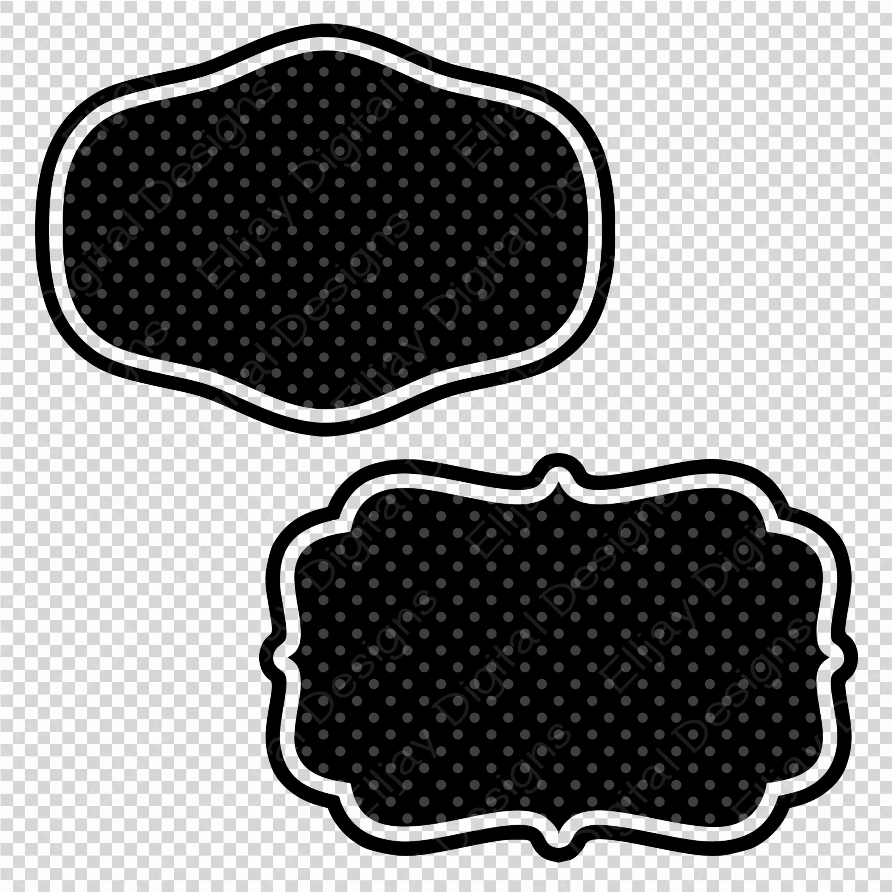 Black Digital Frames White Polka Dots. Printable Labels. Black Tag ...