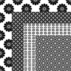 Black & White Floral Digital Paper Pack: 32 Seamless Patterns (digital ...