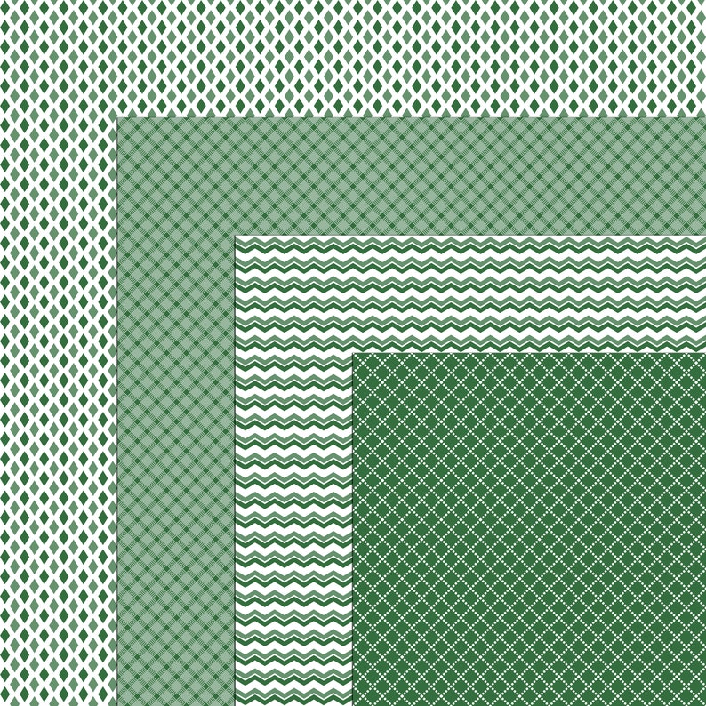Green Digital Paper Pack With Small Patterns. Background Digital Paper ...