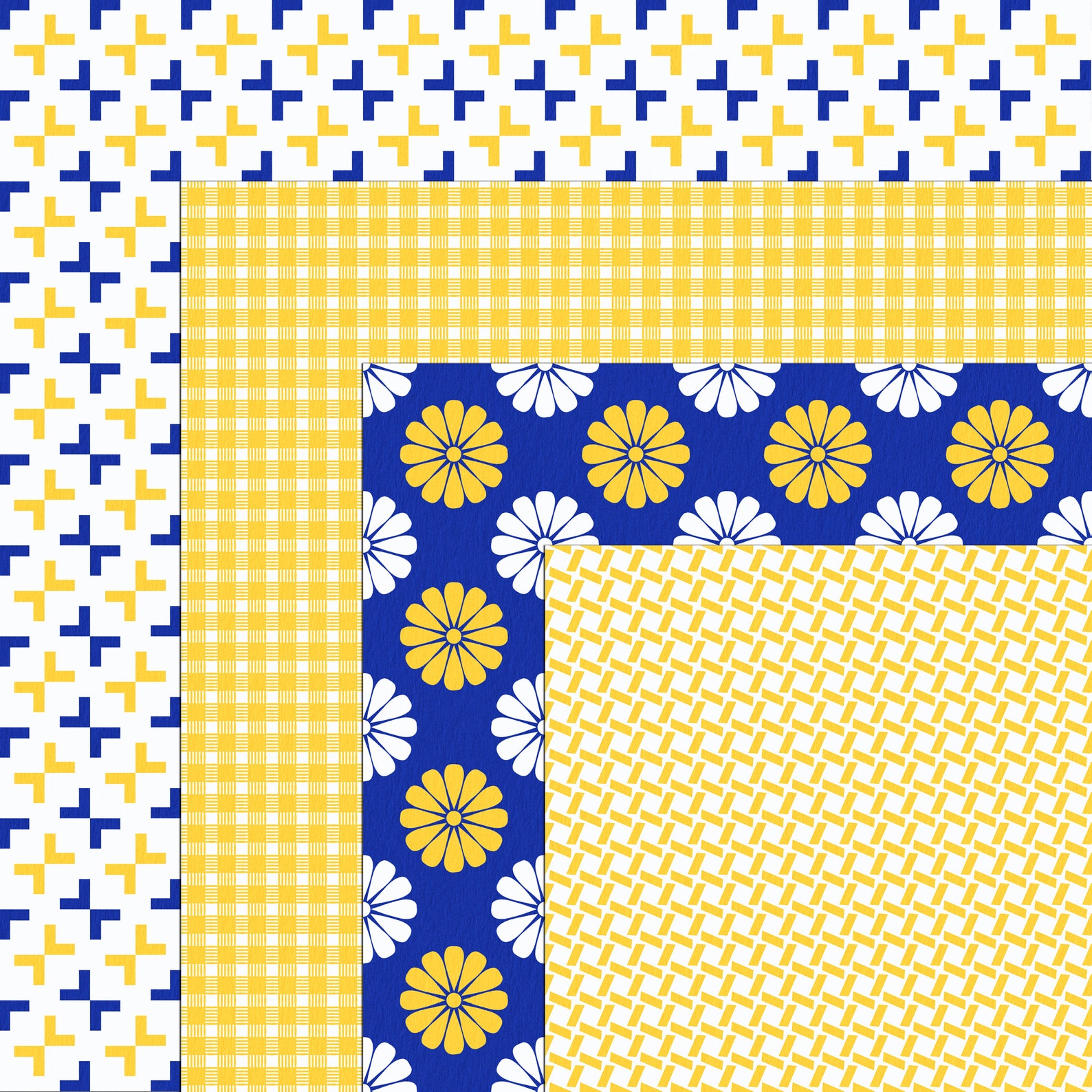 Royal Blue & Yellow Digital Paper With Light Texture for Scrapbooks ...