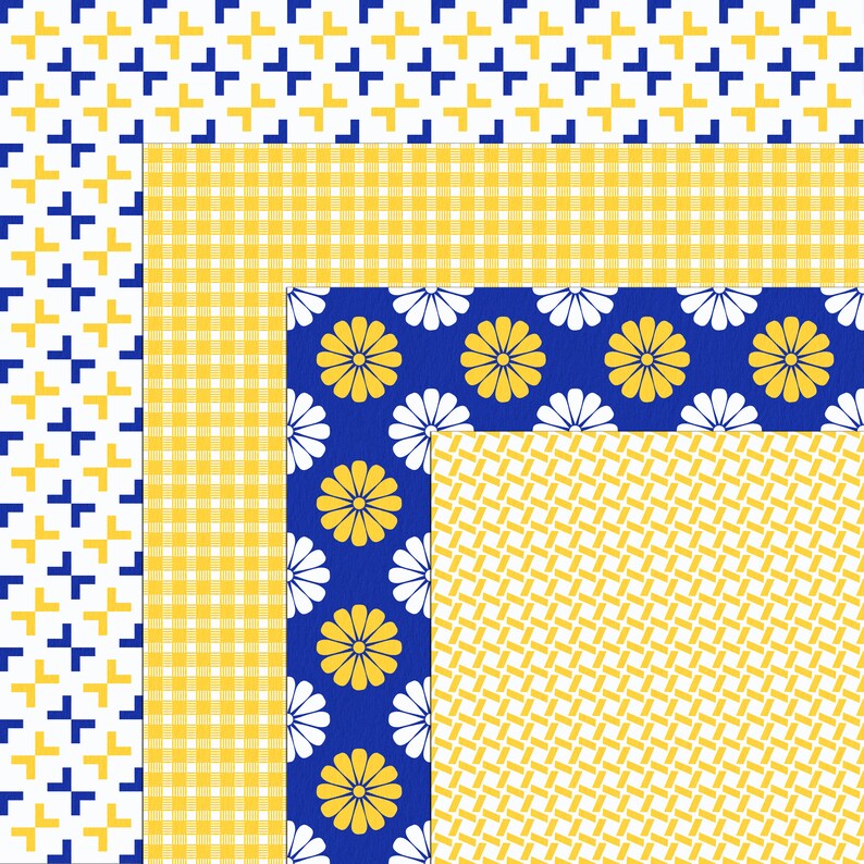 Royal Blue & Yellow Digital Paper With Light Texture for Scrapbooks ...