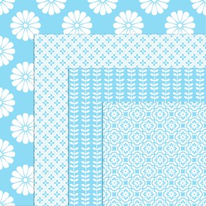 Pastel Blue Floral Digital Paper Pack. 32 Light Blue Pattern. Pastel ...