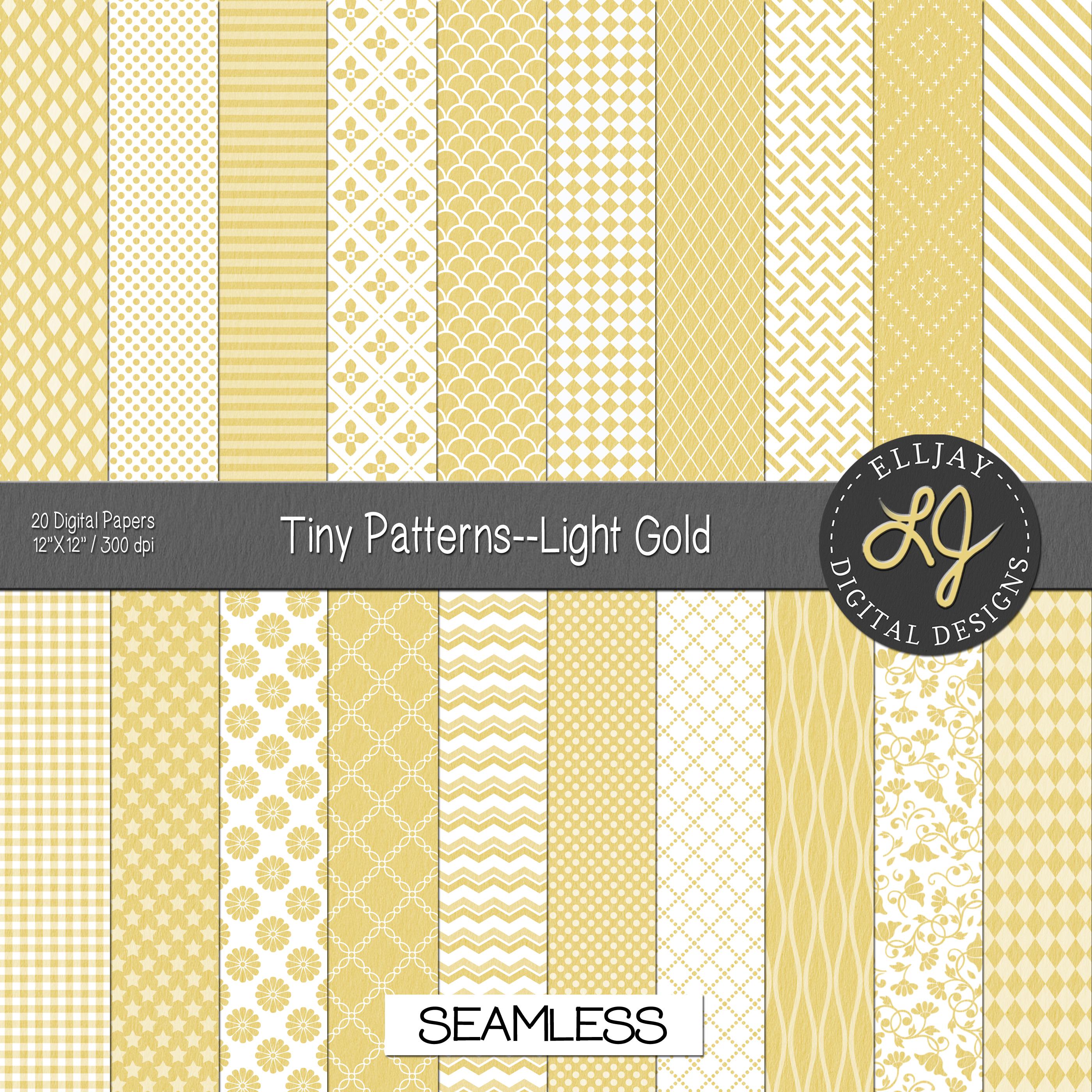 Small Pattern Gold & White Digital Paper. Tiny Patterns for Cards ...