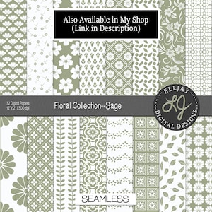 Sage Green Pattern Alphabet PNG Clipart (digital Download) - Etsy