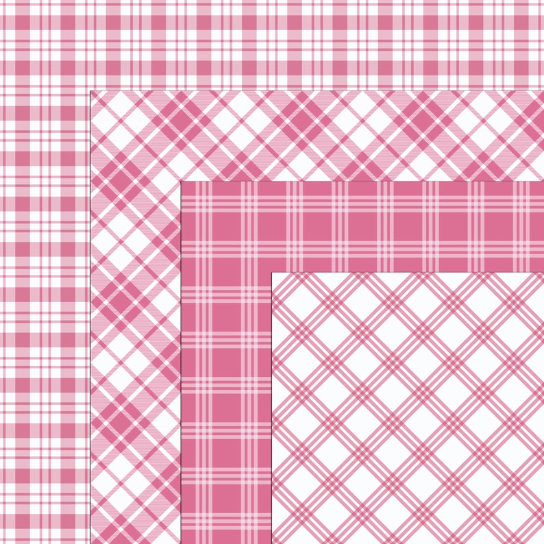 Pink Plaid Digital Paper Pack. Valentine Digital Scrapbook Paper Pack ...
