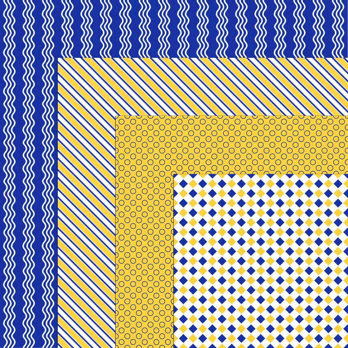 Royal Blue & Yellow Digital Paper With Light Texture for Scrapbooks ...