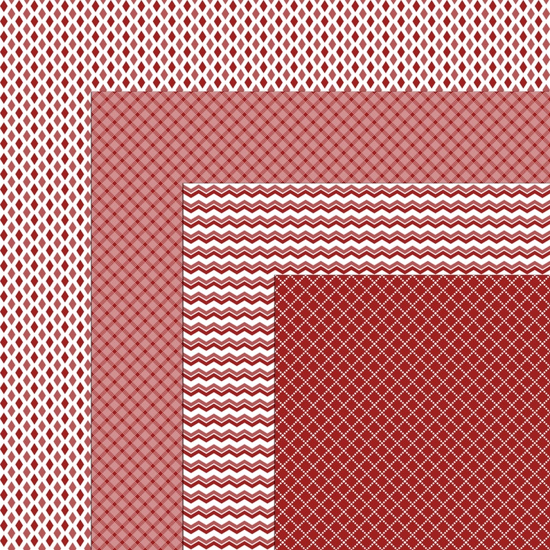 Red Digital Paper Pack With Small Patterns. Red Backgrounds. Red Card ...