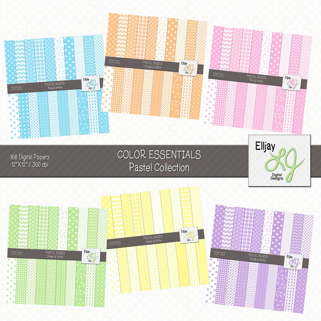 Pastel Digital Paper Pack: Light Texture Scrapbook Patterns (digital ...