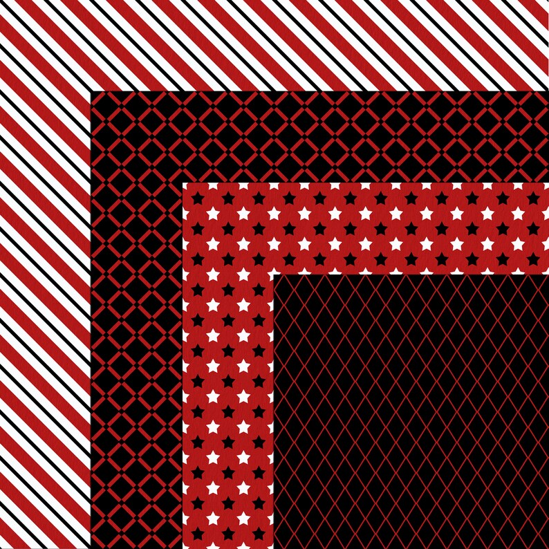 Red and Black Digital Paper Pack: Seamless Patterns (digital Download ...