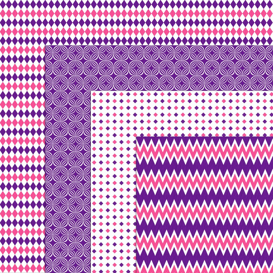 Purple & Pink Digital Paper Pack: Seamless Patterns (digital Download ...