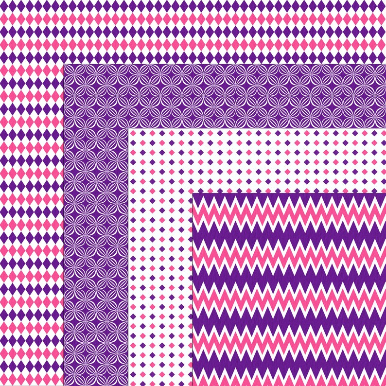 Purple & Pink Digital Paper Pack: Seamless Patterns (digital Download ...