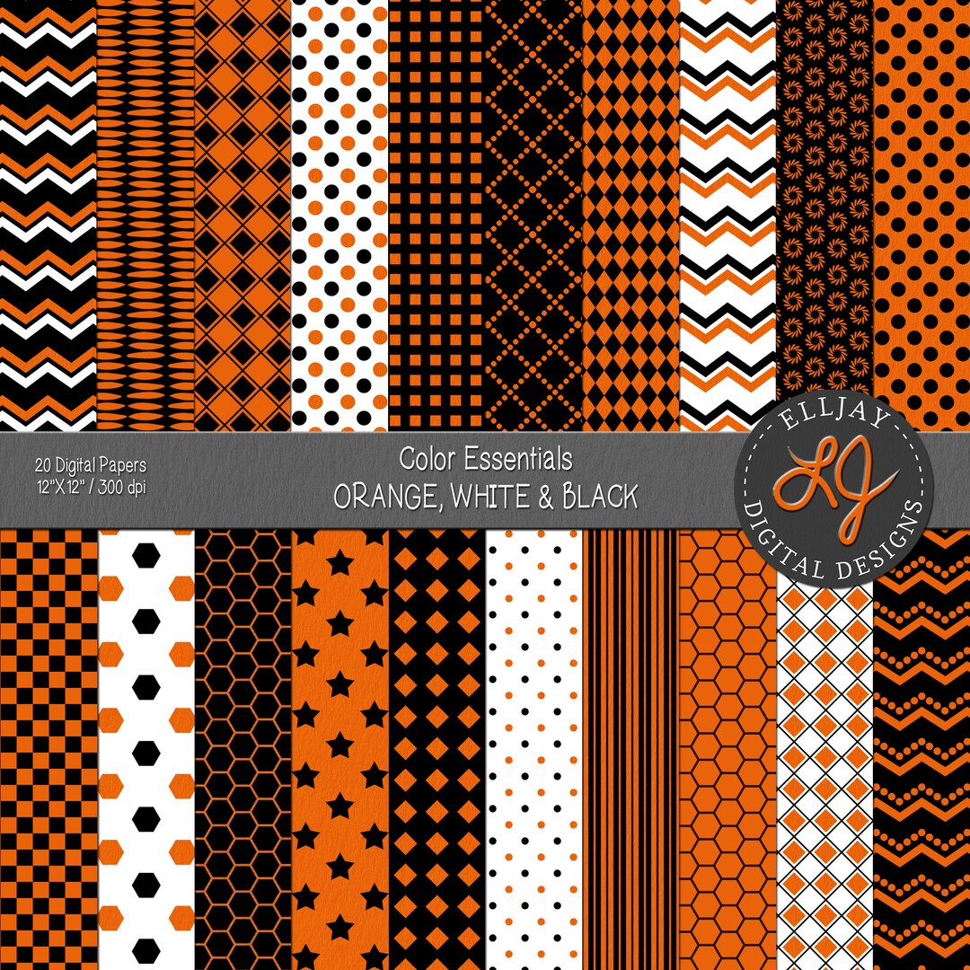 Black & Orange Digital Paper Pack. Halloween Paper. Backgrounds ...