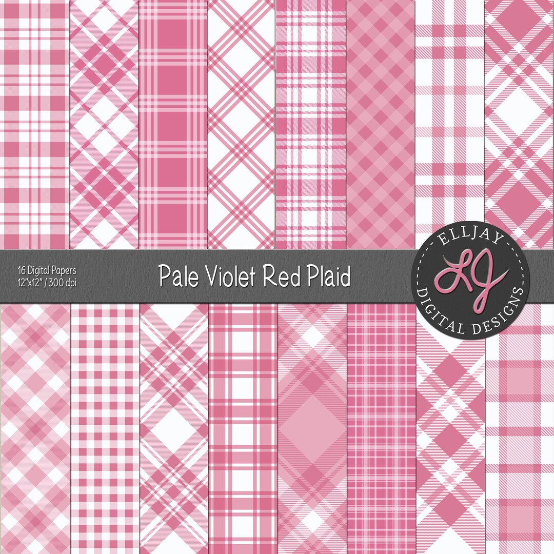 Pink Plaid Digital Paper Pack. Valentine Digital Scrapbook Paper Pack ...
