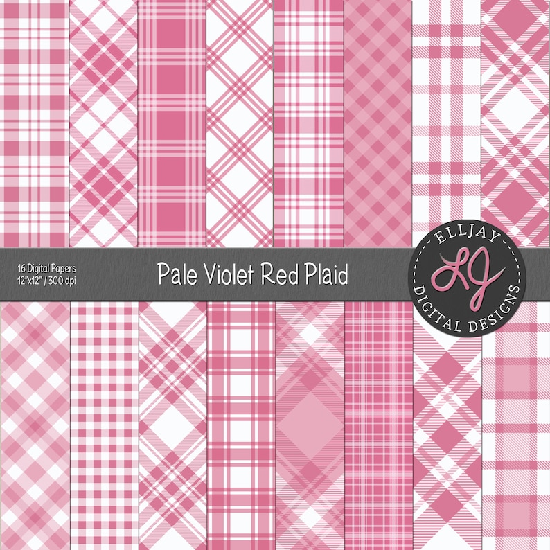 Pink Plaid Digital Paper Pack. Valentine Digital Scrapbook Paper Pack ...