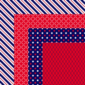 Patriotic Digital Paper: Red, White & Blue Scrapbook Patterns (digital ...