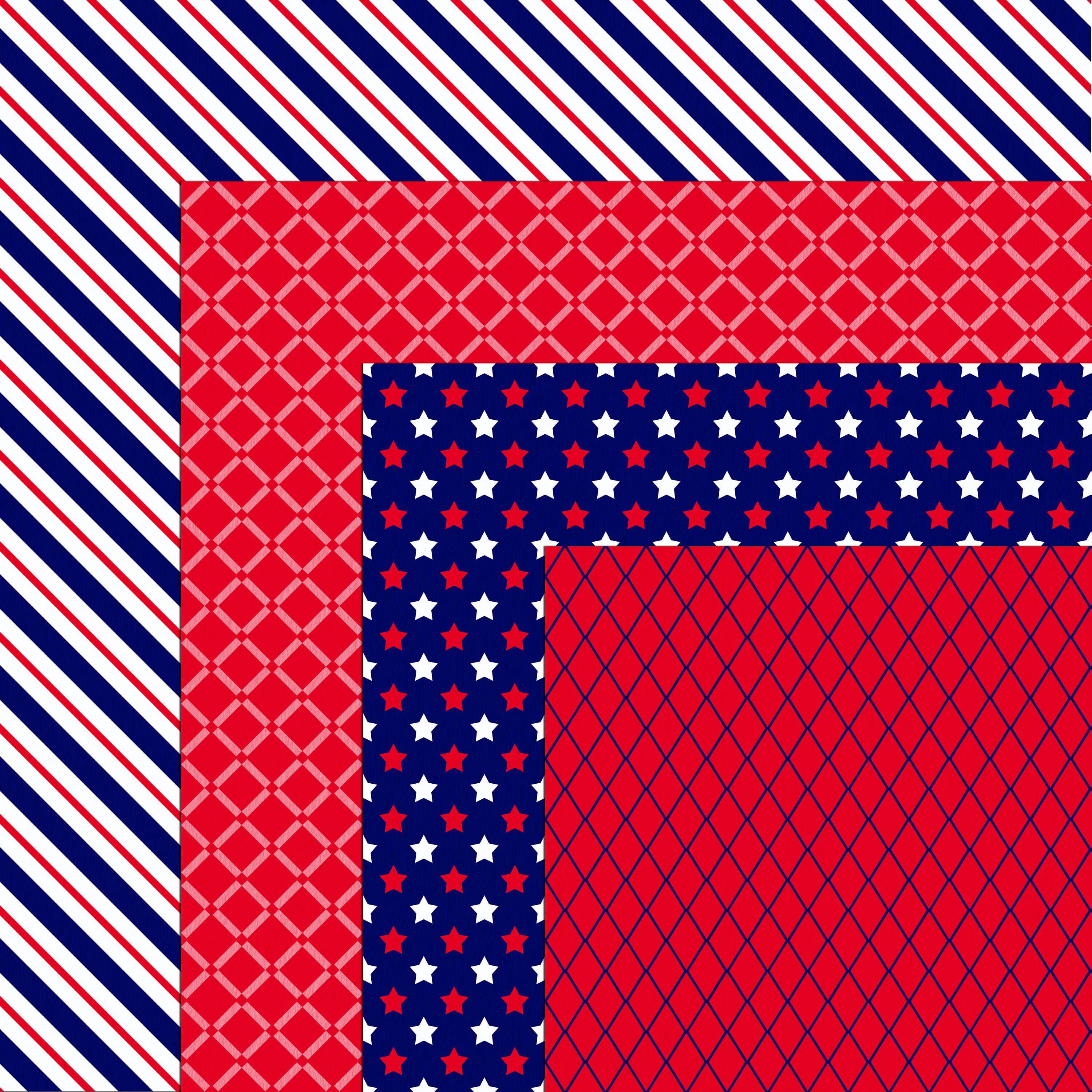Patriotic Digital Paper: Red, White & Blue Scrapbook Patterns (digital ...