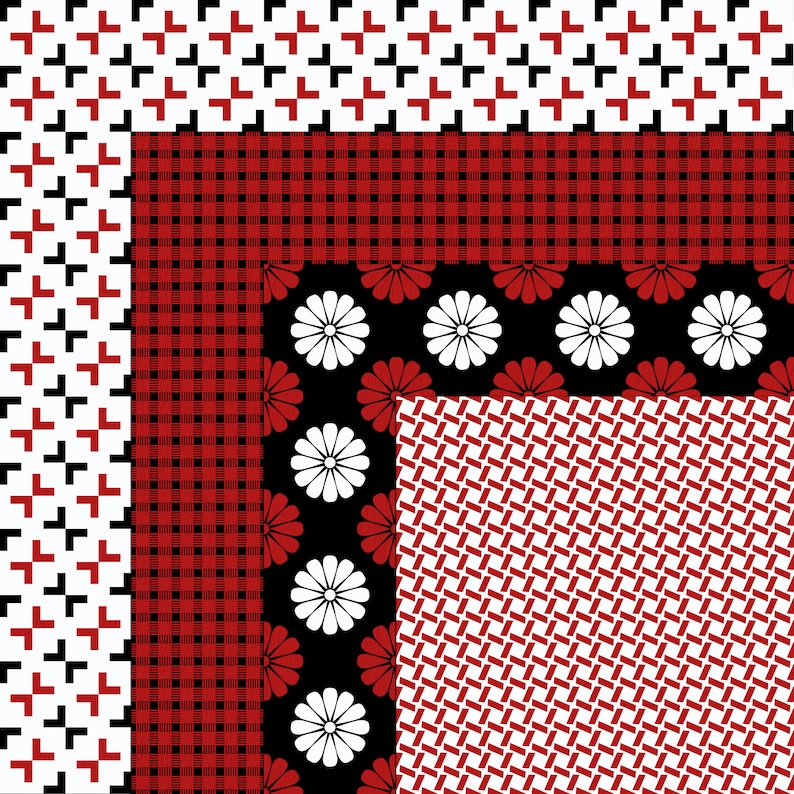 Red and Black Digital Paper Pack: Seamless Patterns (digital Download ...