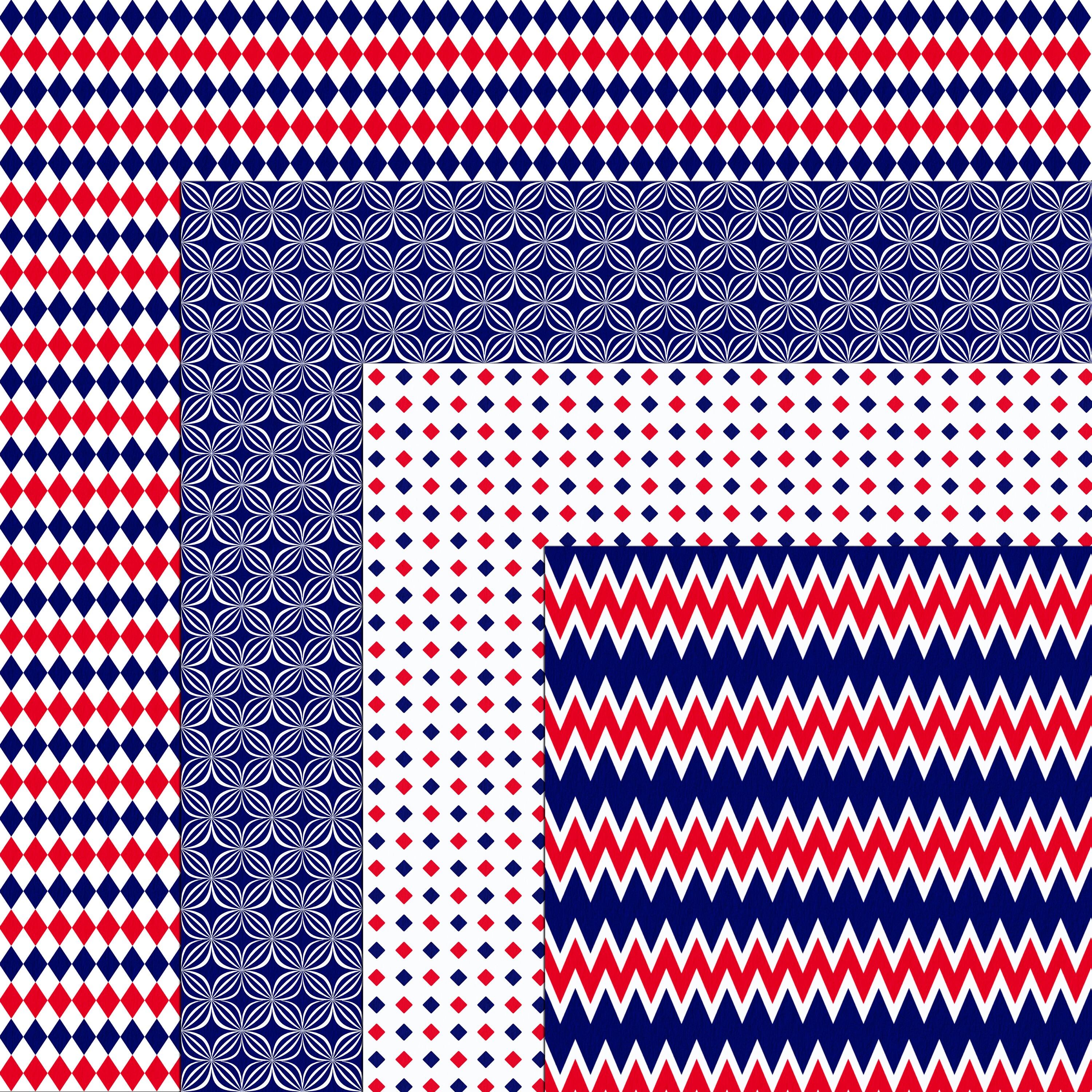 Patriotic Digital Paper: Red, White & Blue Scrapbook Patterns (digital ...