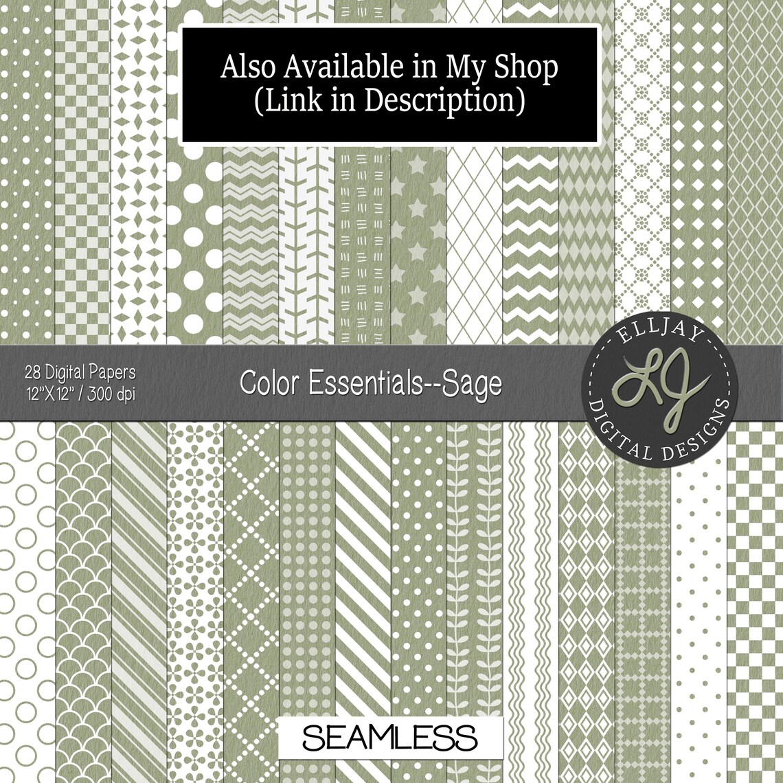 Sage Green Pattern Alphabet PNG Clipart (digital Download) - Etsy