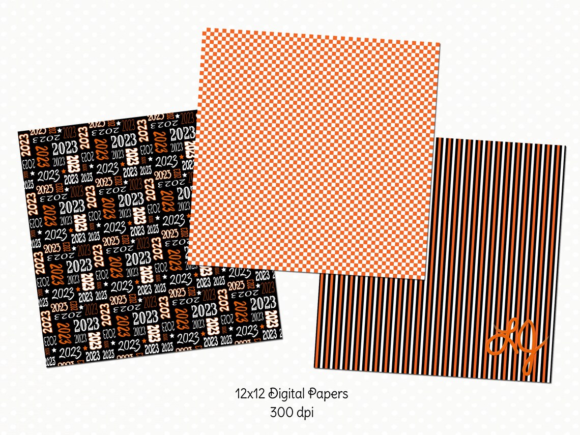 Black and Orange Graduation Digital Paper With Graduation Word - Etsy