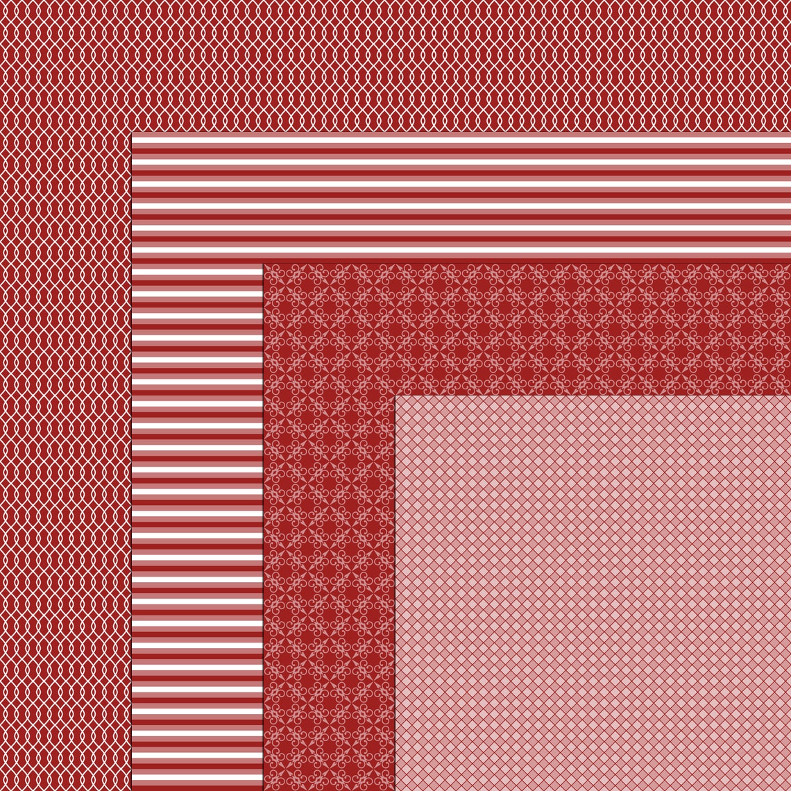 Red Digital Paper Pack With Small Patterns. Red Backgrounds. Red Card ...