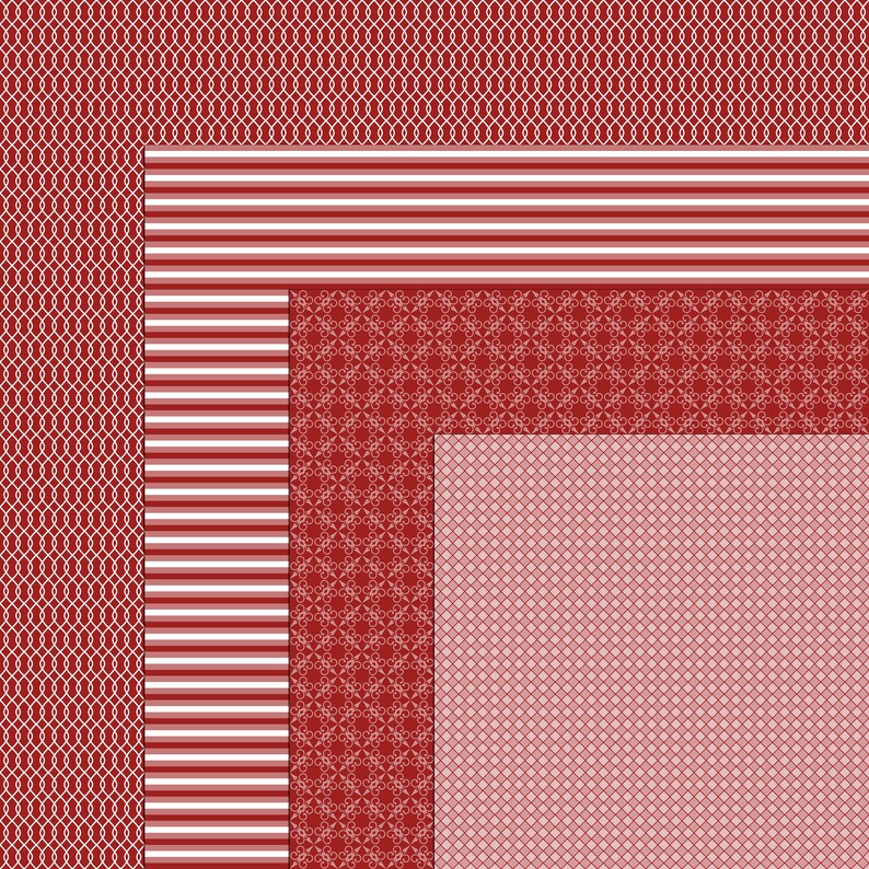Red Digital Paper Pack With Small Patterns. Red Backgrounds. Red Card ...