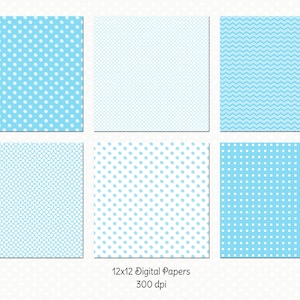 Pastel Blue Digital Paper Pack With a Light Texture. Blue Scrapbook ...