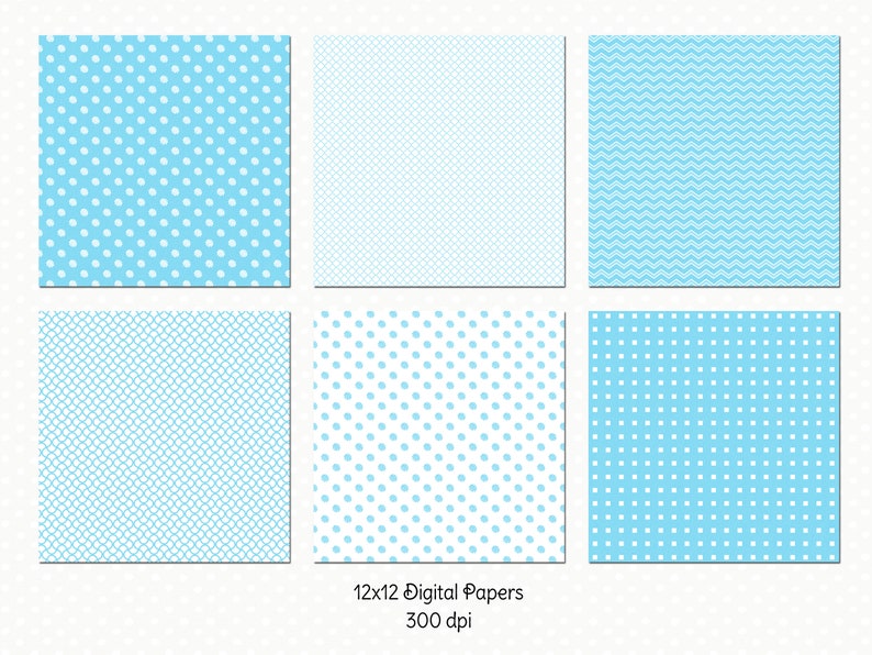 Pastel Blue Digital Paper Pack With a Light Texture. Blue Scrapbook ...