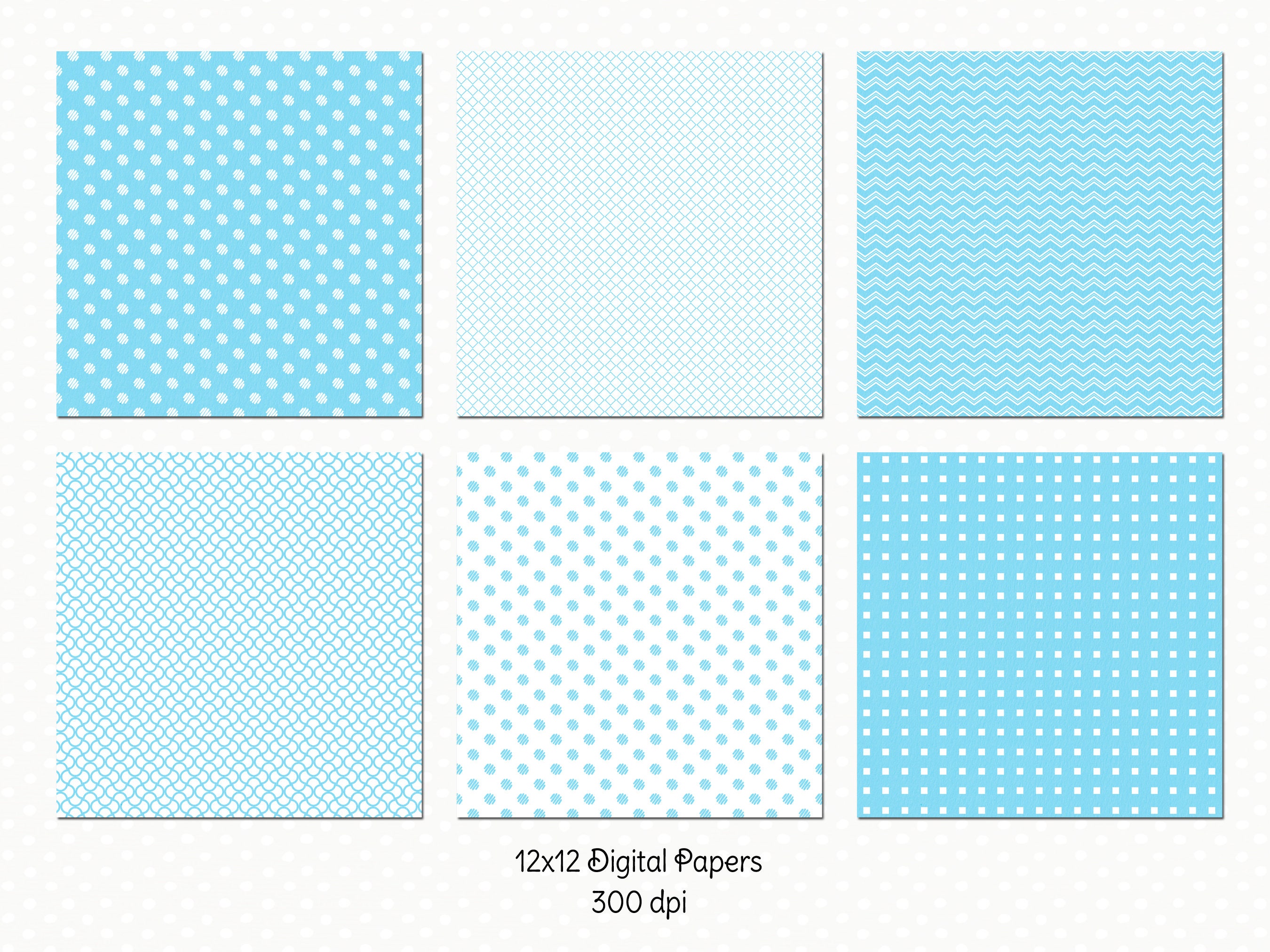 Pastel Blue Digital Paper Pack With a Light Texture. Blue Scrapbook ...
