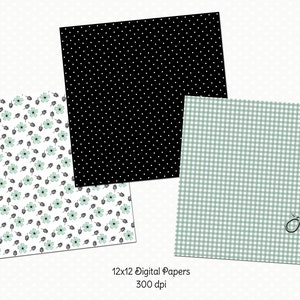 Mint Green Floral Digital Paper Pack: Seamless Patterns (digital ...
