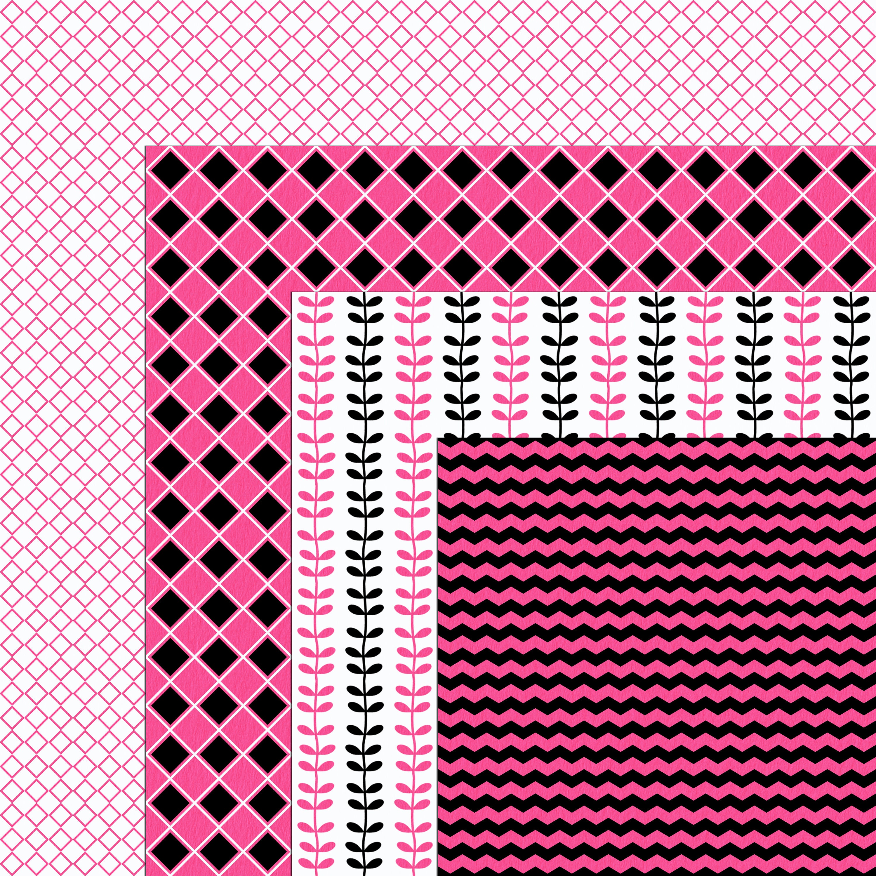 Pink & Black Digital Paper Pack: Seamless Patterns (digital Download ...