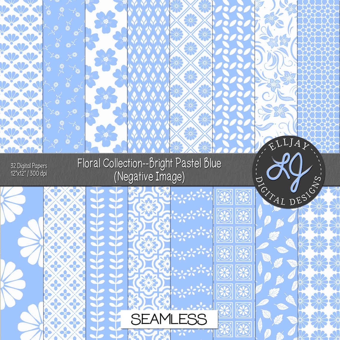 Pastel Floral Digital Paper Pack. Scrapbook Paper Bundle. Seamless ...