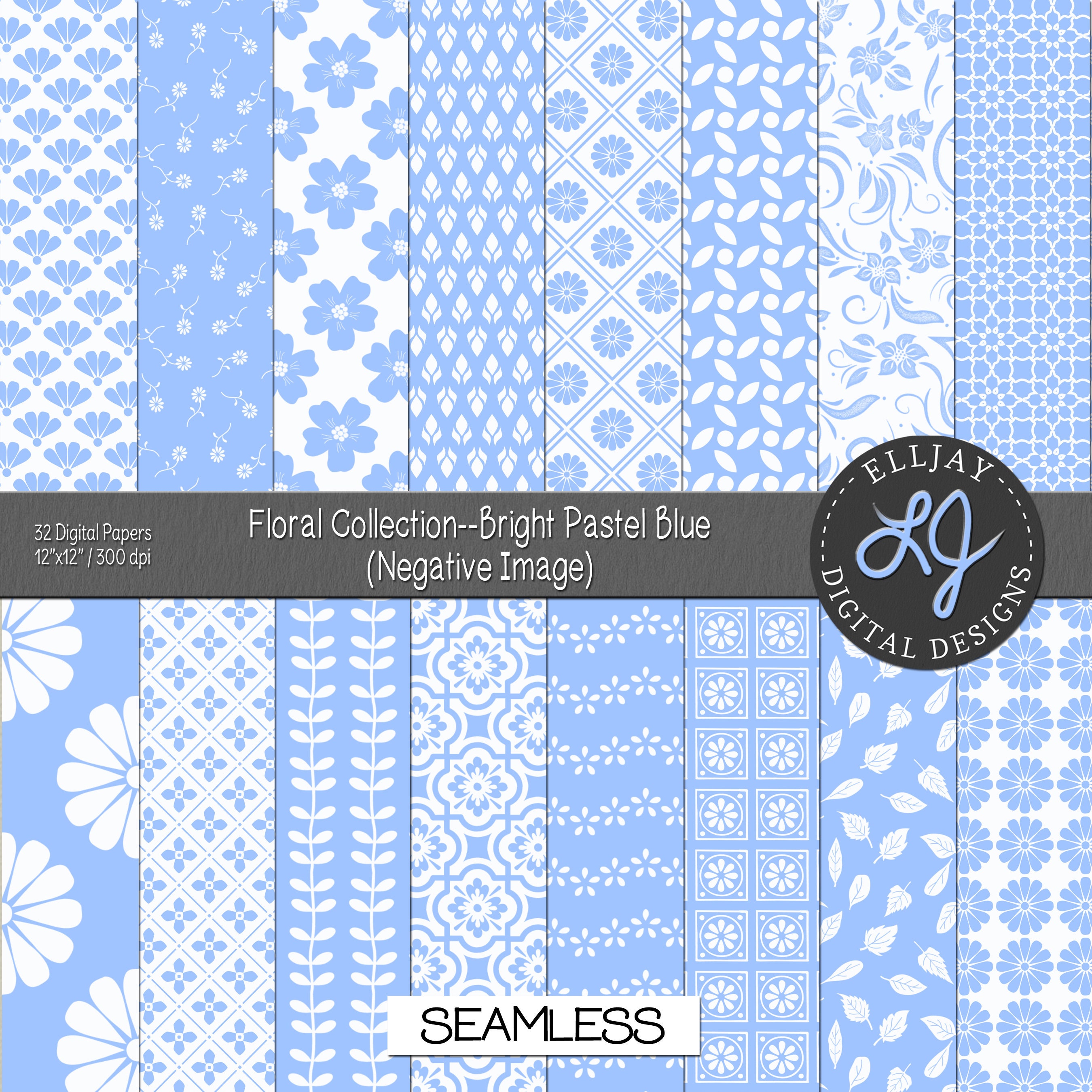 Pastel Floral Digital Paper Pack. Scrapbook Paper Bundle. Seamless ...