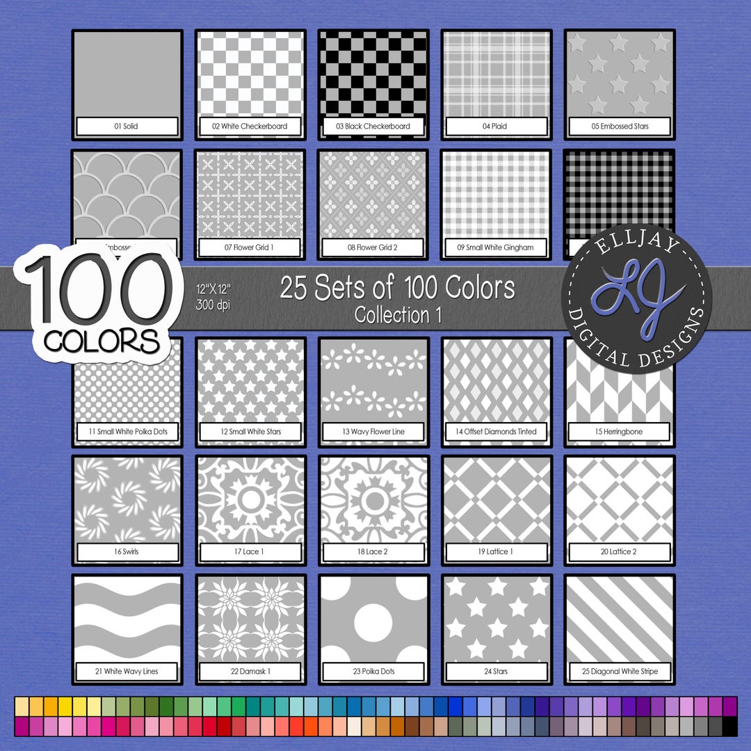 100 Color Digital Paper Bundle. 25 Value Paper Sets. Scrapbooking, Card ...