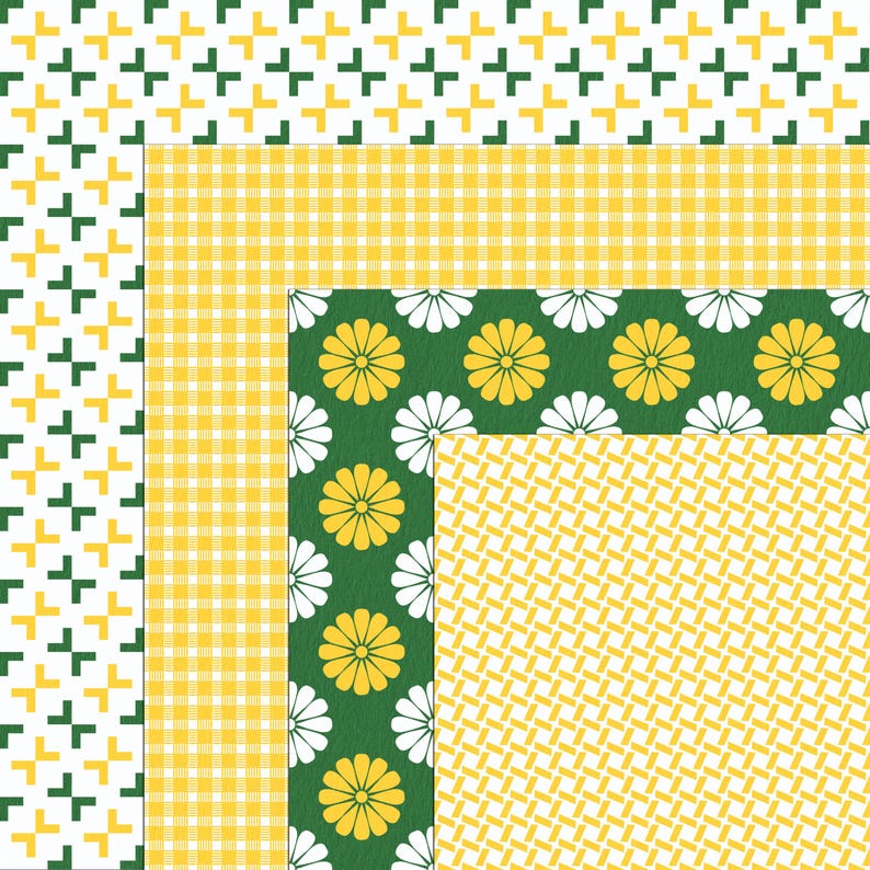 Green & Yellow Digital Paper With Light Texture for Scrapbooks, Crafts ...