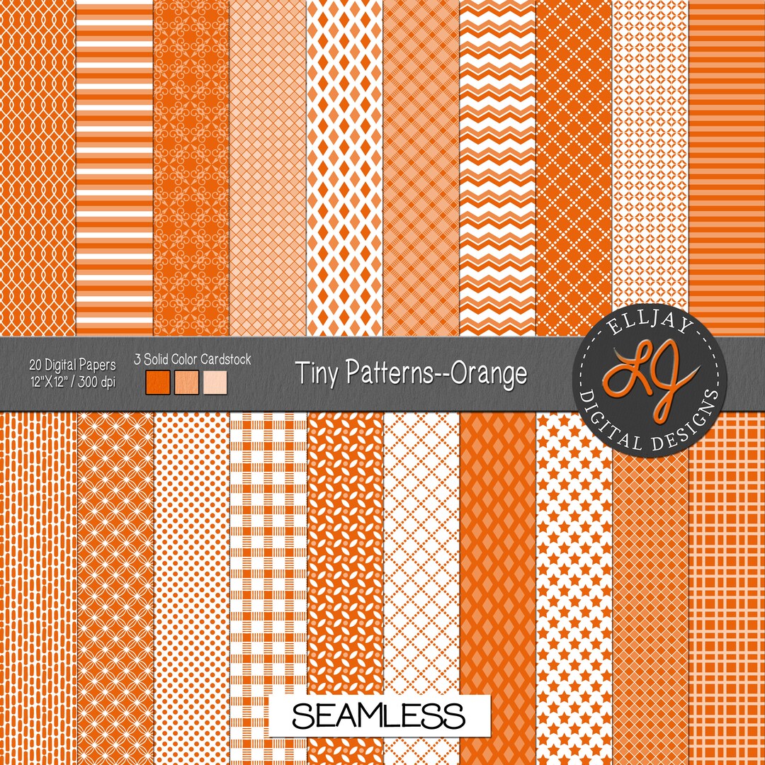 Orange Digital Paper Pack: Small Patterns for Scrapbooking (digital ...