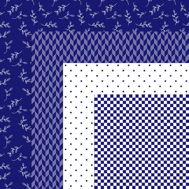Midnight Blue Digital Paper Pack: Seamless Geometric Patterns (digital ...