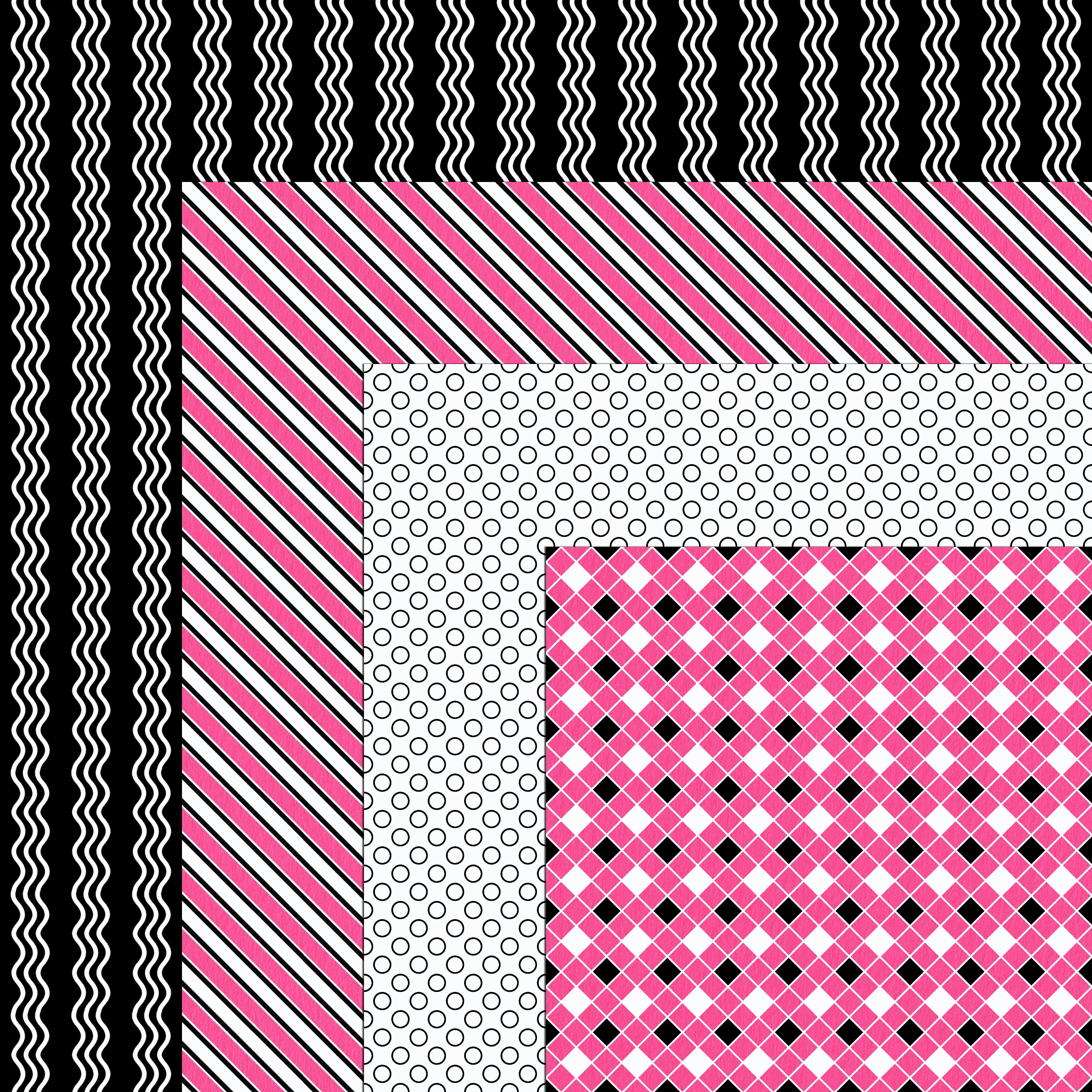 Pink & Black Digital Paper Pack: Seamless Patterns (digital Download ...