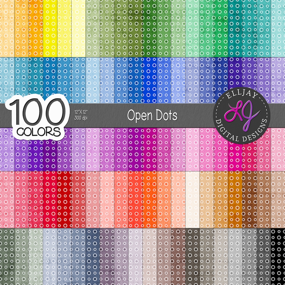 Open Polka Dots Digital Paper Pack. 100 Color Pattern. Digital ...